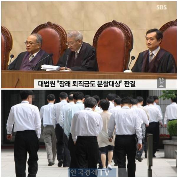 퇴직금 판결 대법원 이혼시 퇴직금 재산 분할 대상 포함 판결 19년만 판결 뒤엎어