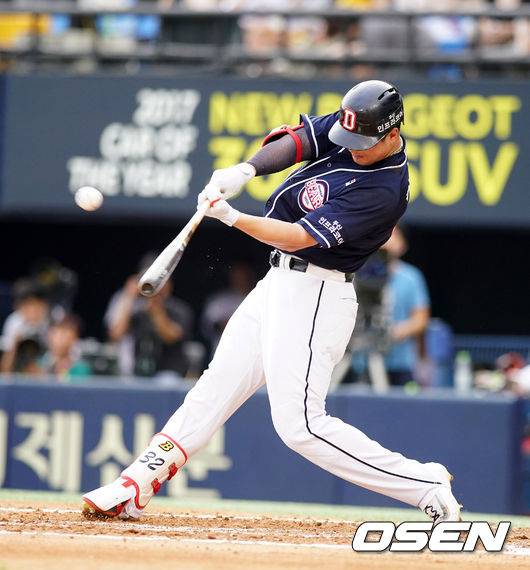 두산 김재환 12경기 연속 타점 신기록 도전