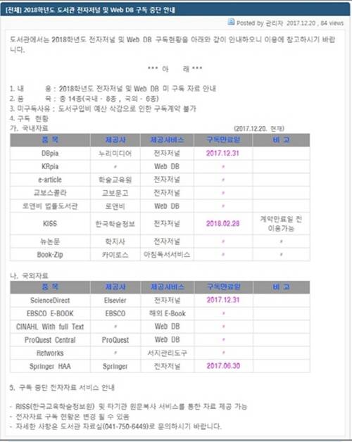 도서관 투자 줄이는 대학학술db 구독 중단 속출