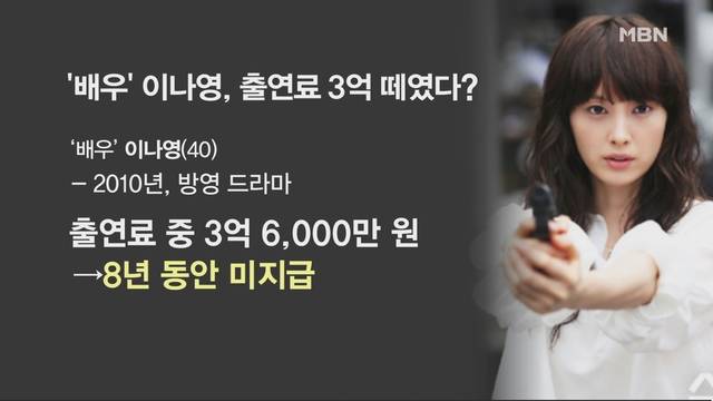 [MBN 뉴스빅5] 배우 이나영, 출연료 '3억 6000만 원' 8년 동안 미지급