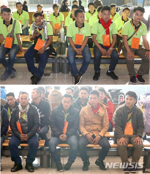 환영의 민낯 라오스 노동자 입국 환영행사