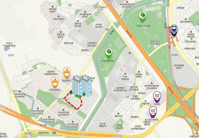 서초구 우면동 아파트 서초네이처힐4단지 녹지 풍부해 쾌적