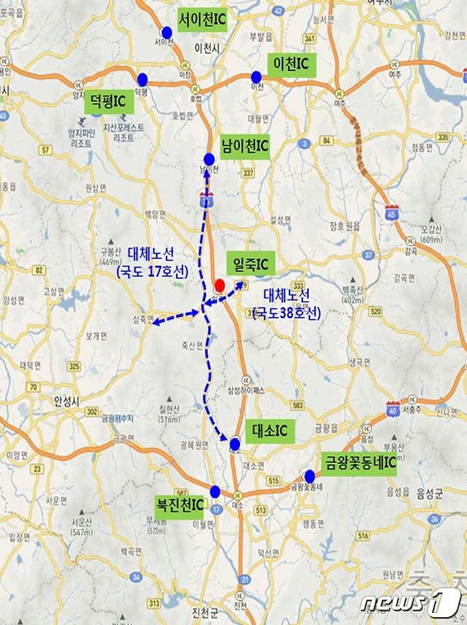 우회하세요 중부고속道 일죽 영업소 19~21일 통제