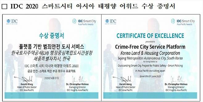 LH, 2020 스마트시티 아시아 태평양 어워드 수상