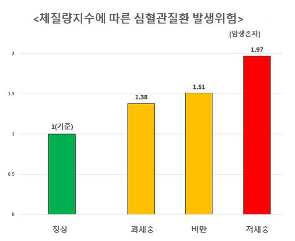 저체중 암 생존자 심혈관질환 각별히 주의해야