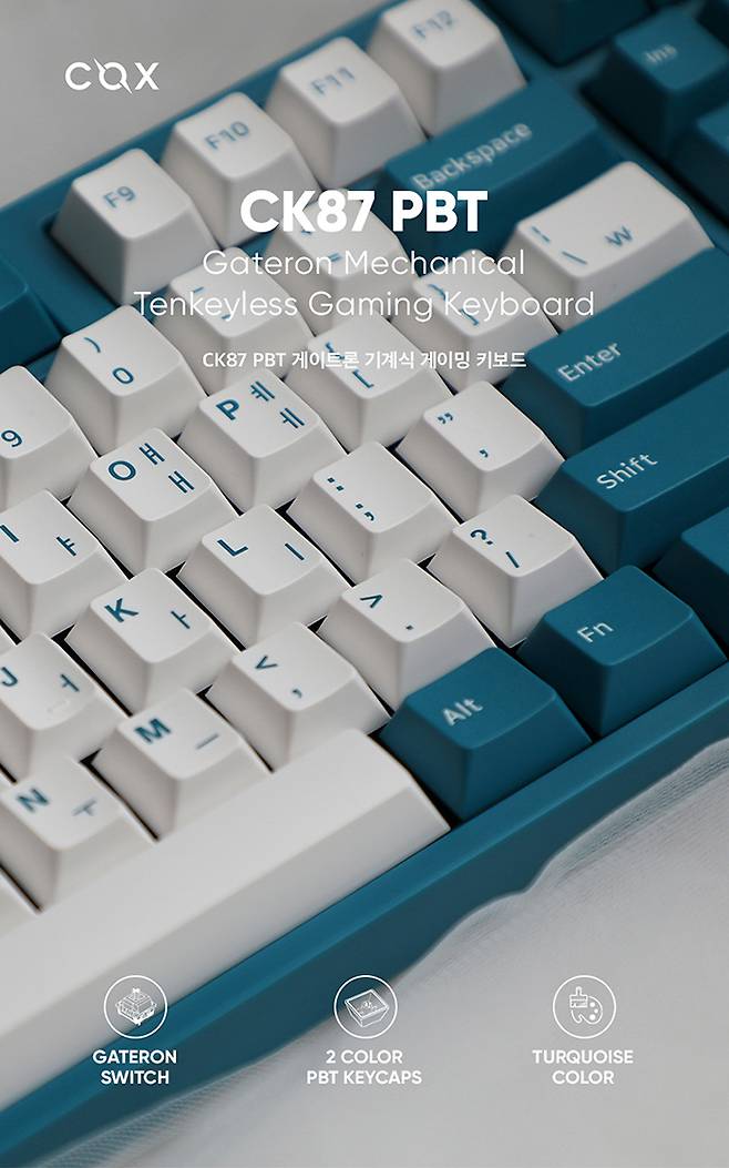 콕스, CK87 게이트론 시리즈 터키석 컬러 'CK87 PBT' 출시