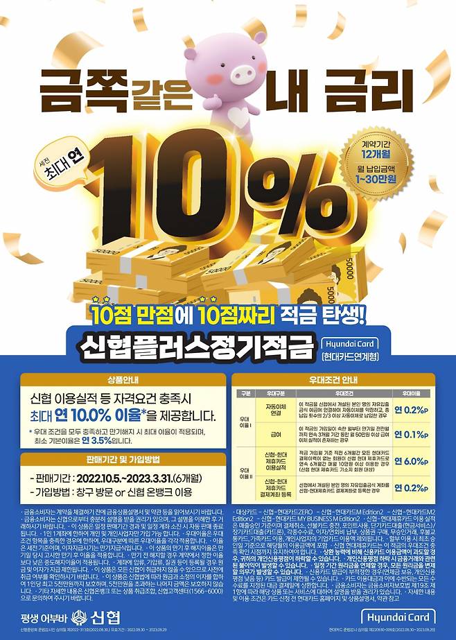 신협 역대 최고 연 10 플러스정기적금 출시