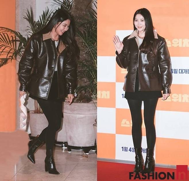 오윤아 돌아온 무스탕 시사회 빛낸 포근한 무스탕 나들이룩 패션엔