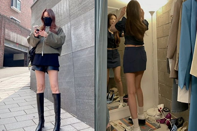 미혼같은데 애둘맘 43세 초동안 유명 배우초미니룩 어썸클