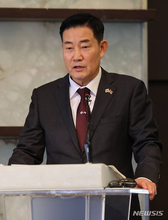 국가전략연구원 브루킹스 연구소 회의 오찬사 하는 신원식 장관