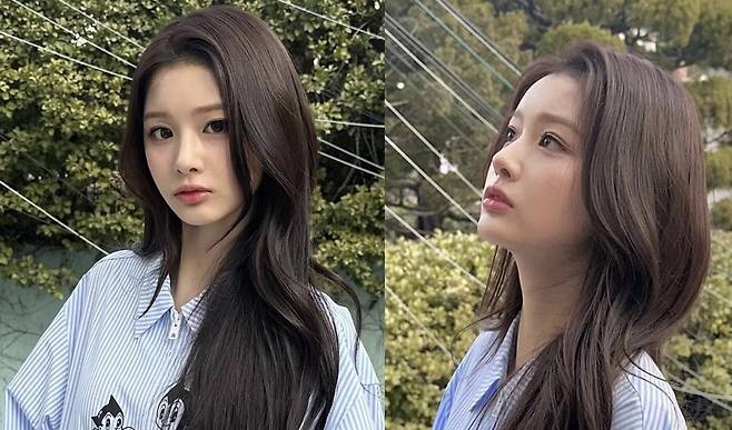 설윤 꽃사슴 같은 미모 뽐내는 하의실종 셔츠 원피스 룩 스타픽
