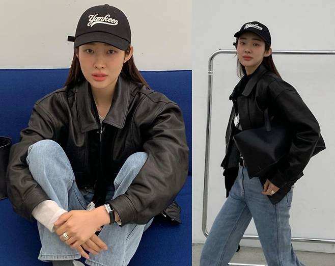 차정원 패션의 완성은 모자” 스타일리시한 캡 모자 가죽 재킷 패션 스타와 패션