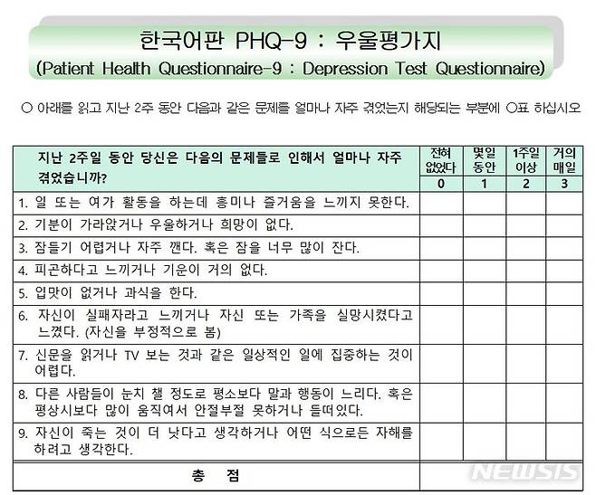 노년기 우울증 치유하세요 전주시 선별 검사 나선다