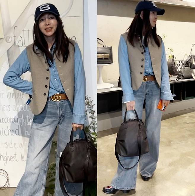 황신혜 요즘 슈트 베스트에 꽂혔다 연일 조끼 믹스앤매치 봄 나들이룩 패션엔