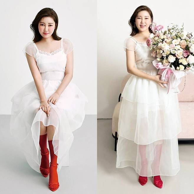 송가인 트롯 여신에서 화이트 여신으로 우아하게 빛난 봄 화이트 드레스룩 패션엔