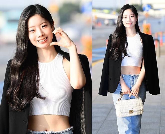 트와이스 다현 아침부터 심쿵 사랑스러움 한도 초과 블레이저 청바지 공항 패션 스타와 패션