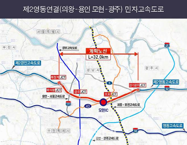 용인시 의왕~모현~광주 고속도로로 L자형 3축 도로망 완성 추진