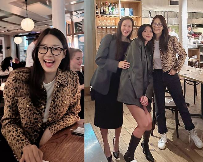 한지혜 엄지원·오윤아와 완벽한 런던 호피 재킷 입고 스타일리시한 여행룩 스타와 패션