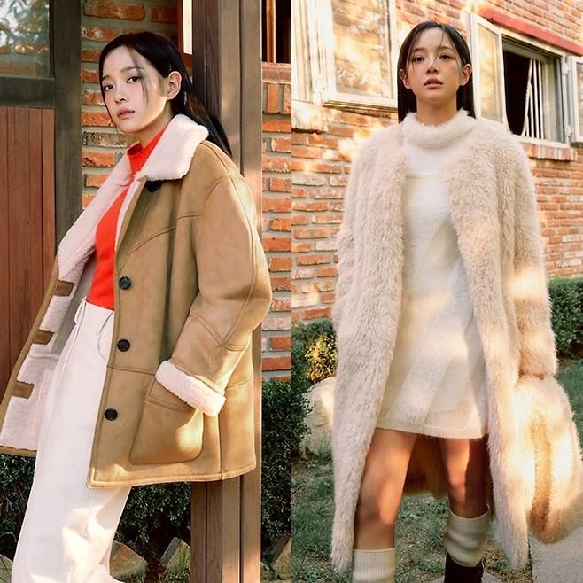 김세정 취하는 겨울 로맨스 무스탕과 퍼 코트 로맨틱 시크미 겨울룩 패션엔