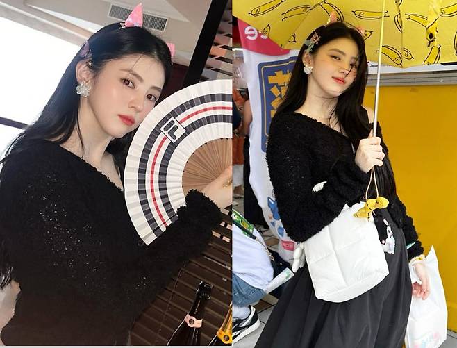 한소희 오키나와 날씨는 오락가락 일본 감성 롱스커트 입고 바나나 우산이랑 즐거워~ 뷰티는 내운명