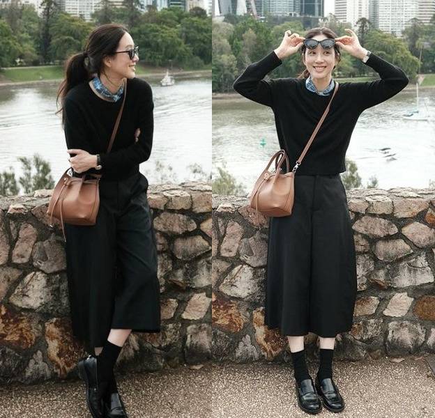 정려원 부모님과 함께한 나들이 청순 발랄 매력의 모던 블랙 와이드 팬츠룩 스타와 라이프