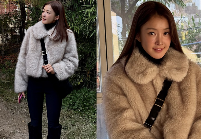 이시영 퍼 코트에 롱부츠로 8등신 비율 코디 완성 스타픽