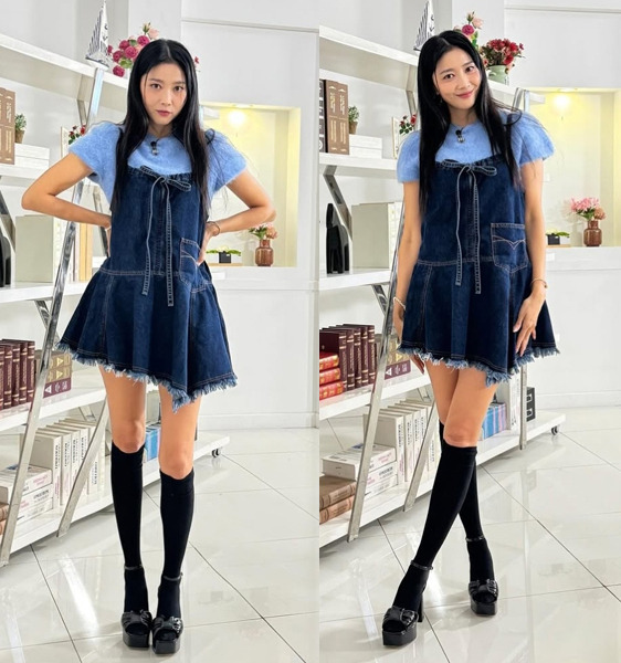 오윤아 44세 자기관리 끝판왕 풋풋한 청순러블리 데님 원피스 니삭스룩 뷰티는 내운명