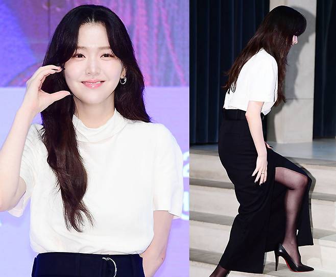 김지은 너무 찢어진 치마도 청순 눈부신 미모 뽐낸 블랙앤화이트 롱스커트룩 뷰티는 내운명