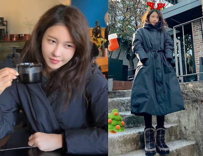 각도 바꾸니 美쳤다46세 이지아키도 큰데 40대 놀라운 비율 뽐낸 롱코트룩 뷰티는 내운명