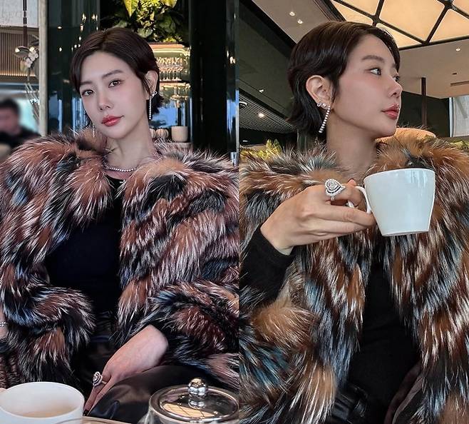 클라라 우아한 귀부인 퍼 코트 드레스 업 홍콩 홀리데이 올킬 럭셔리룩 패션엔