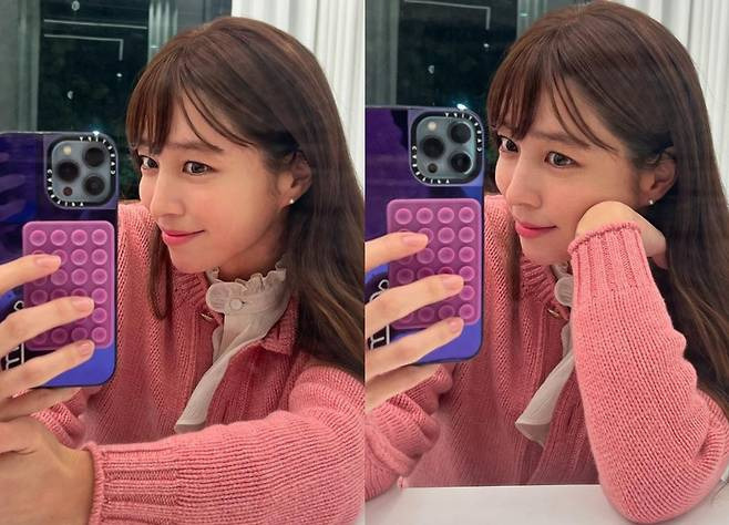 이민정 긴 머리와 이별 앞둔 변신에 핑크 카디건으로 완벽 데일리룩 스타와 라이프