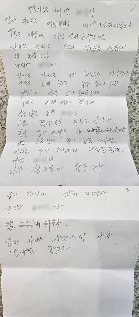 제주항공 참사로 숨진 딸에게 보낸 아버지의 편지 꿈속에서 자주 만나면 좋겠다”