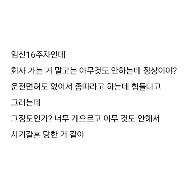 임신하고 게을러진 아내 보고 사기결혼이라는 남편 테스트모아