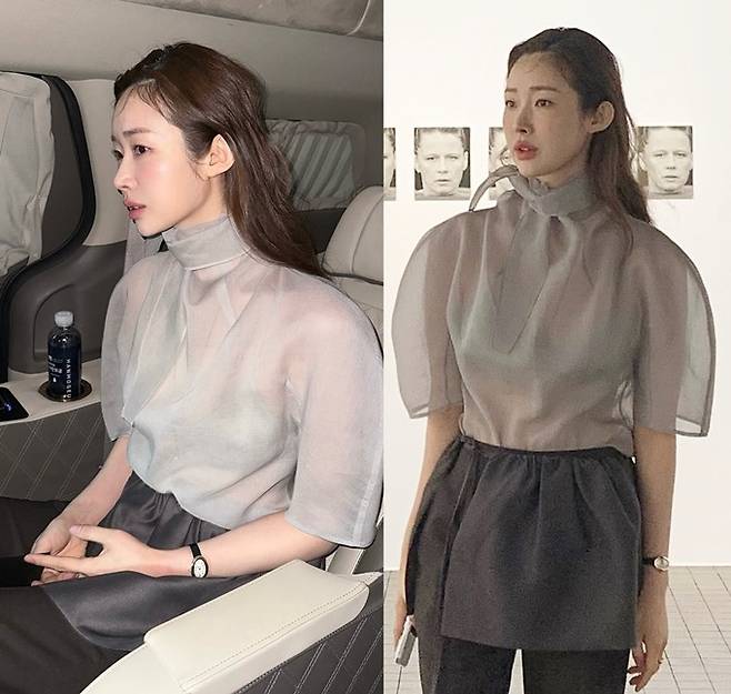 차정원 시스루 하나만 달랑 2월 찬바람에도 직진 속살 비치는 나들이룩 패션엔