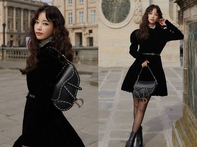 배우론 묻혔지만 Sns로 대세 단역 출신 여배우 올블랙 벨벳 원피스룩 대본은 내운명