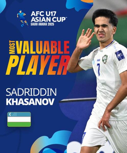 '2명 퇴장당해도 이겼다!' 기적의 우즈벡, 사우디 꺾고 U-17 아시안컵 우승... '쐐기골' 카사노프는 MVP