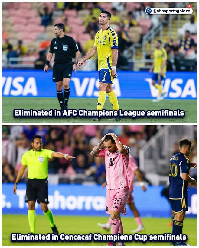 ‘라이벌답네’ 호날두는 ACLE 결승 좌절, 메시도 COCACAF 챔피언스컵 4강에서 고배