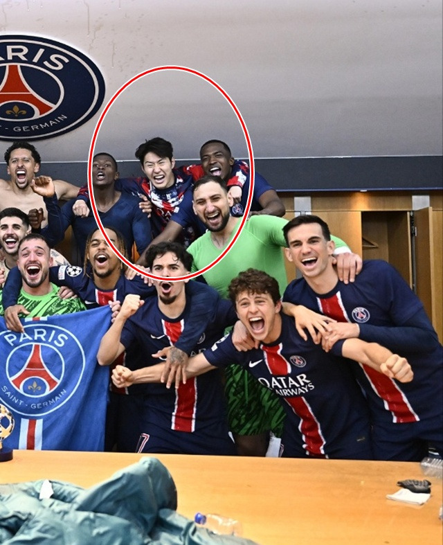 "우린 가족" 이강인 슬퍼할 줄 알았는데... 또 출전시간 0분→하지만 웃었다, PSG UCL 결승에 '동료들과 포효'