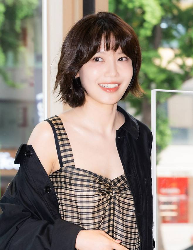 "172cm 49kg 그녀, 이렇게 예뻤었나?" 체크 원피스 하나로 행사장 '올킬' | 오늘뭐입지