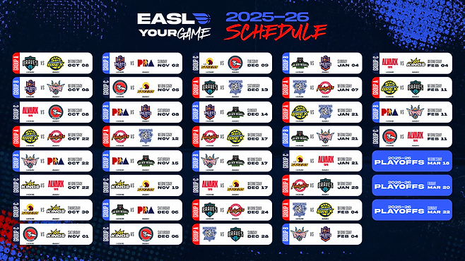 EASL(동아시아슈퍼리그), 2025~2026 시즌 전체 일정 및 조편성 발표