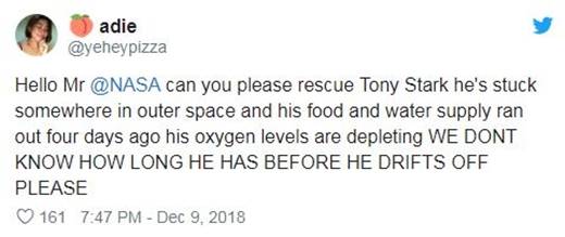 어벤져스4 팬 Nasa에 우주 표류하는 아이언맨 구해달라 요청 Md할리우드